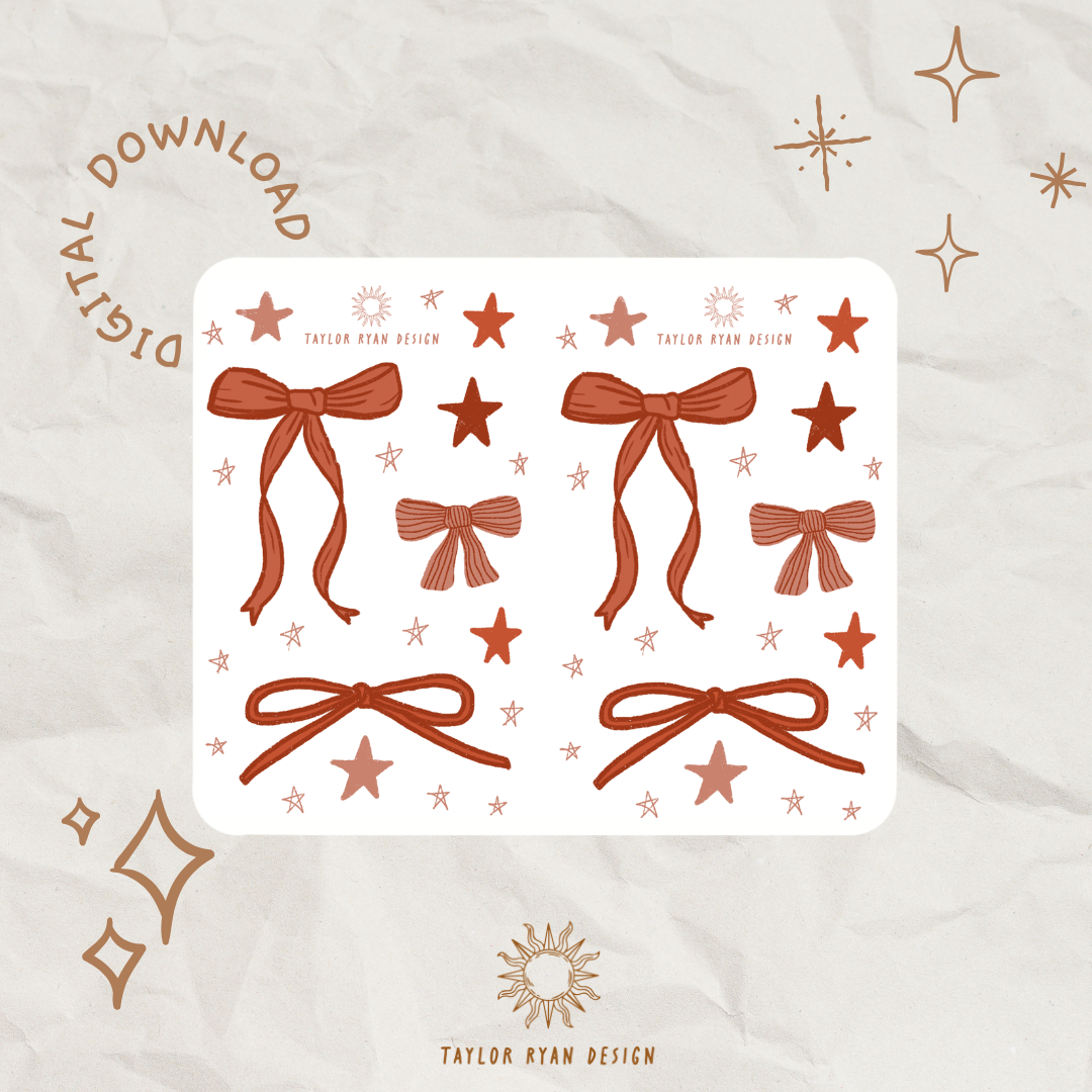*PRINTABLE* Bow Freebies Sticker Sheet – Taylor Ryan Design