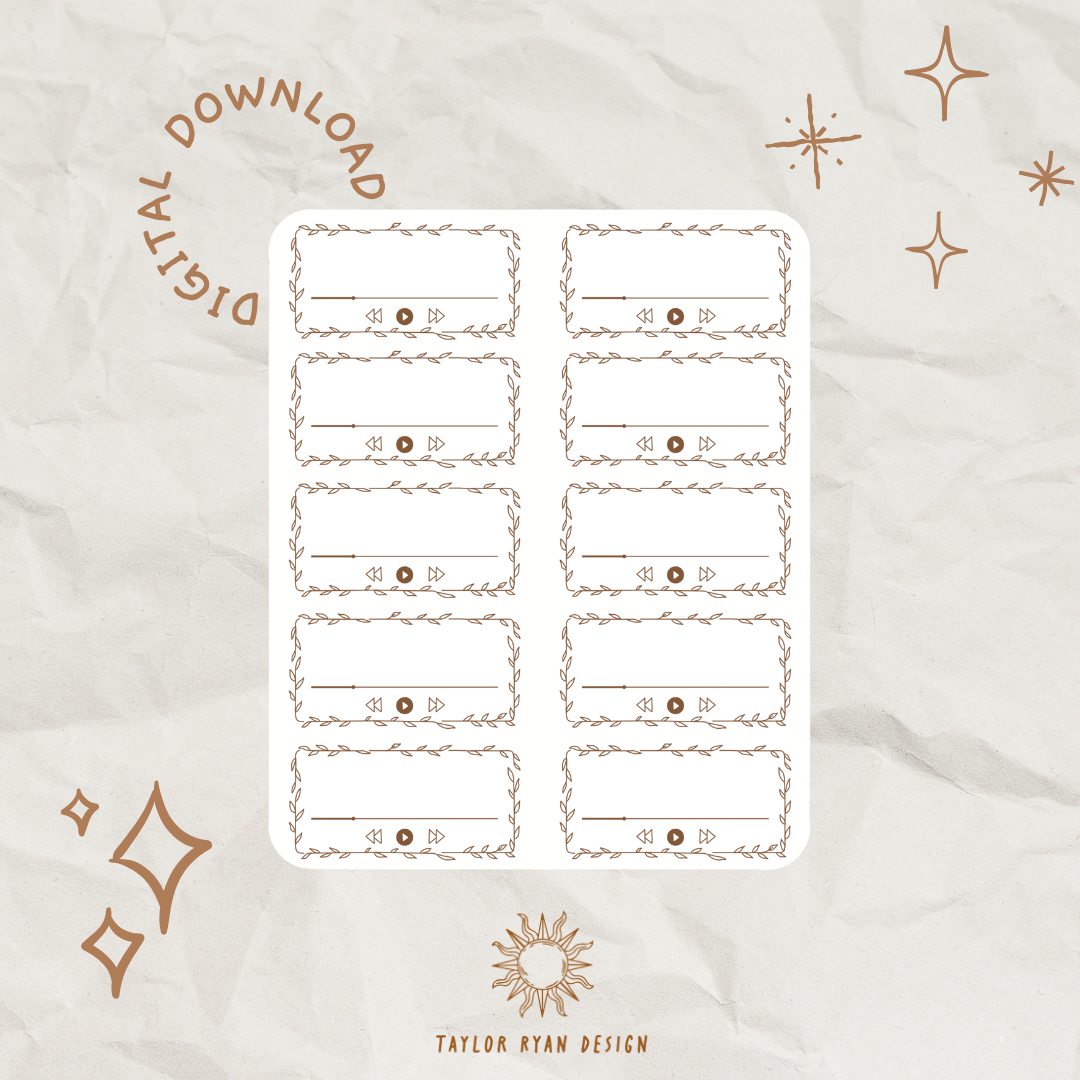 *PRINTABLE* Playlist in Brown Sticker Sheet – Taylor Ryan Design