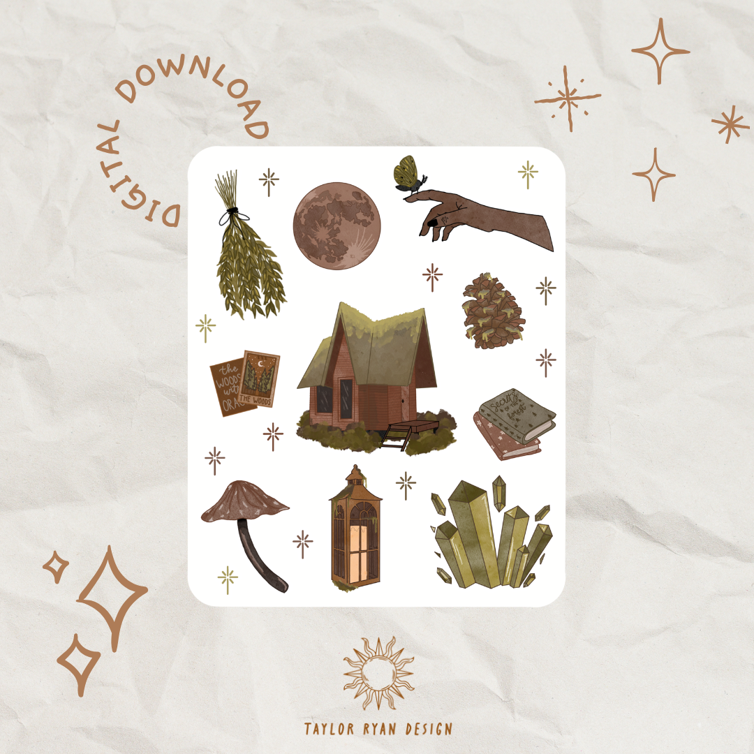 *PRINTABLE* Woodsy Witch Sticker Sheet – Taylor Ryan Design