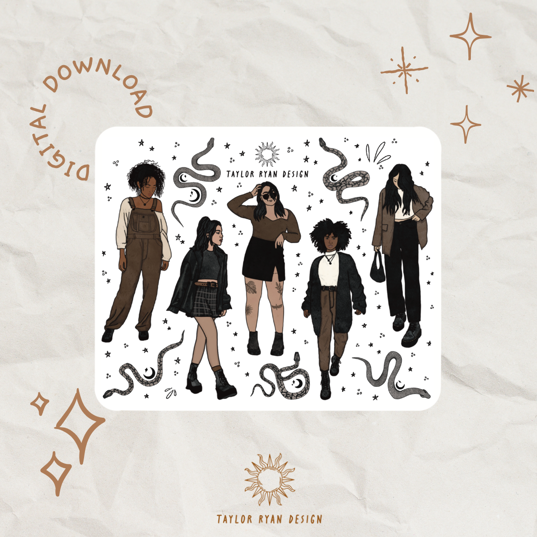 *PRINTABLE* Grunge Girls Sticker Sheet – Taylor Ryan Design