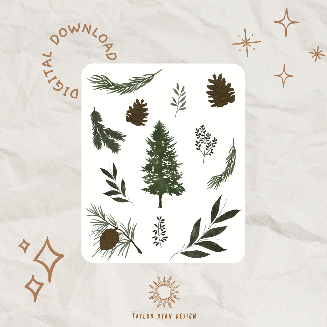 *PRINTABLE* Forest Greenery Sticker Sheet – Taylor Ryan Design