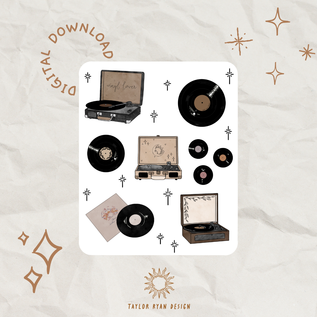 *PRINTABLE* Vinyl Lover Sticker Sheet – Taylor Ryan Design