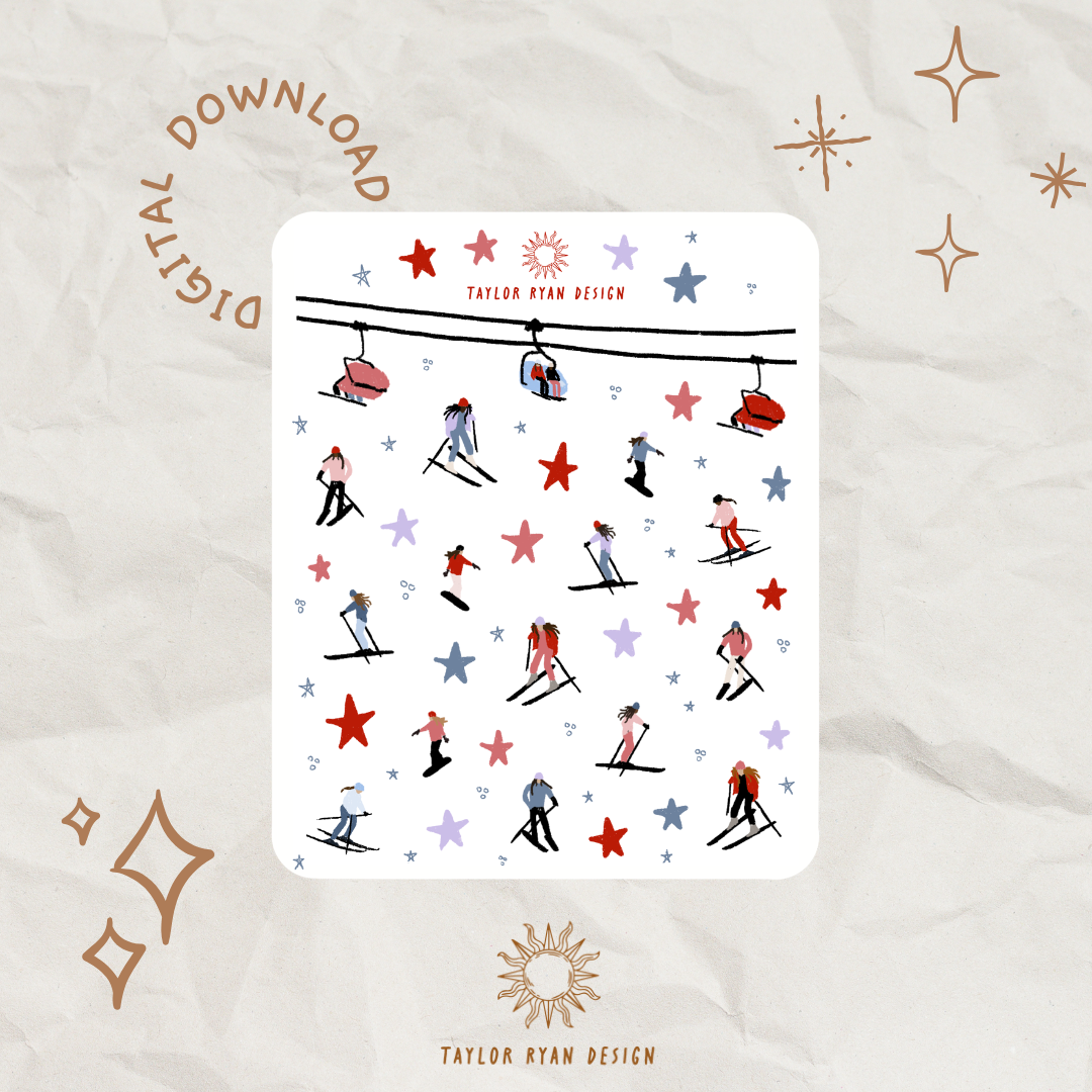 *PRINTABLE* On The Slopes Sticker Sheet – Taylor Ryan Design