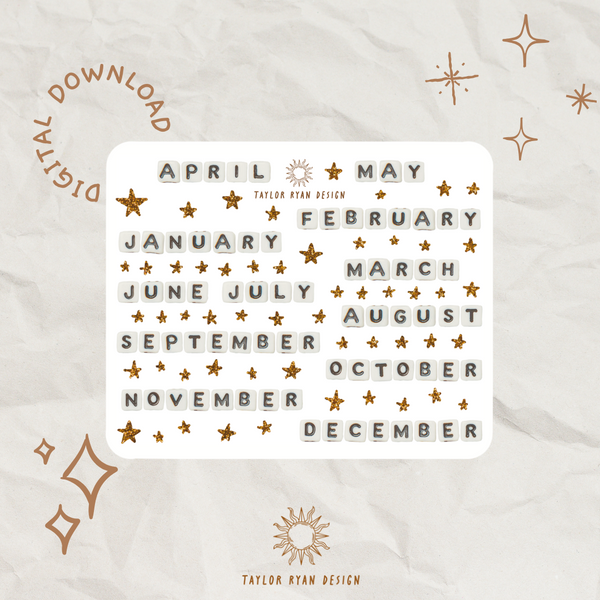 *PRINTABLE* Bead Months Sticker Sheet – Taylor Ryan Design
