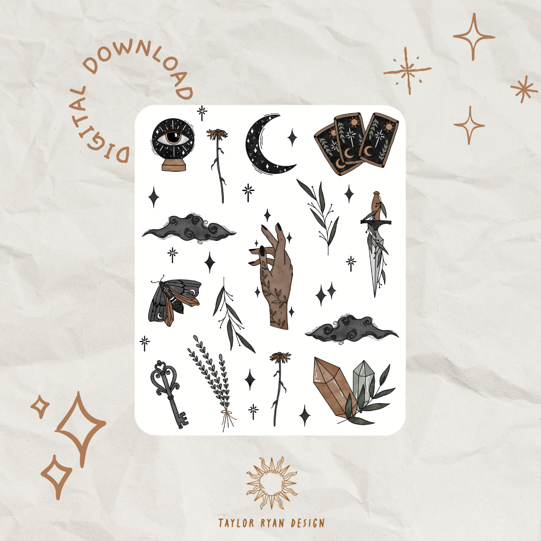 *PRINTABLE* Witchy Spring Sticker Sheet – Taylor Ryan Design
