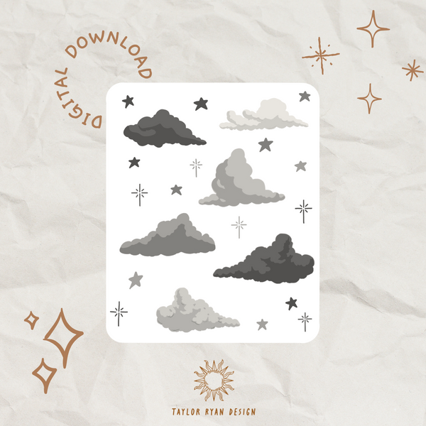 *PRINTABLE* Stormy Clouds Sticker Sheet – Taylor Ryan Design
