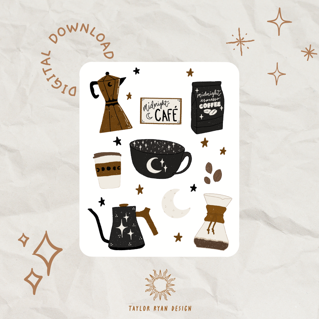 *PRINTABLE* Midnight Espresso Sticker Sheet – Taylor Ryan Design